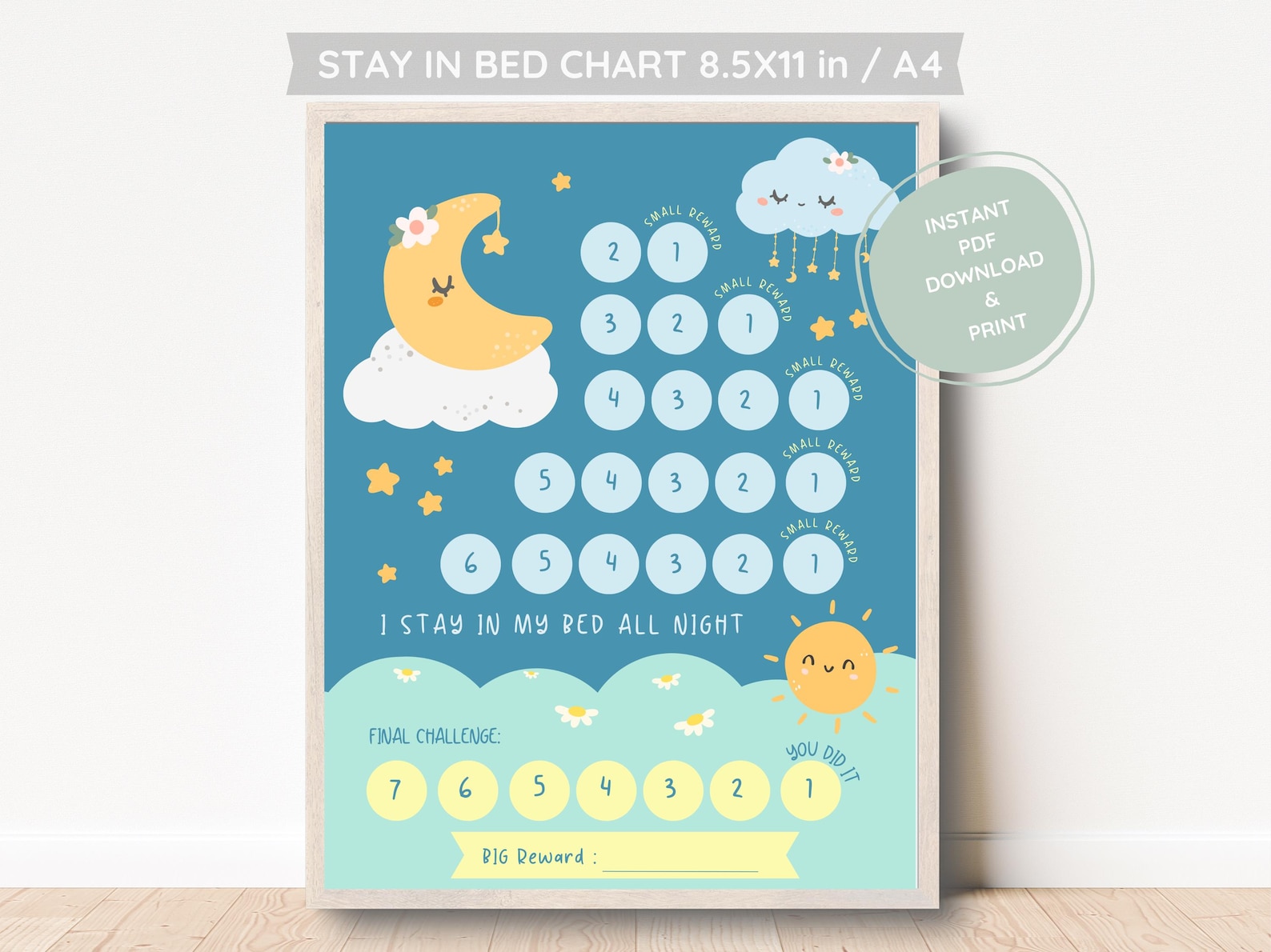 Sleep Progress Chart for Toddlers Sun and Moon Sleep Routine Reward ...