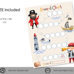 Funny Pirates Reward Chart for Boys Cute Potty Chart for Toddlers ...