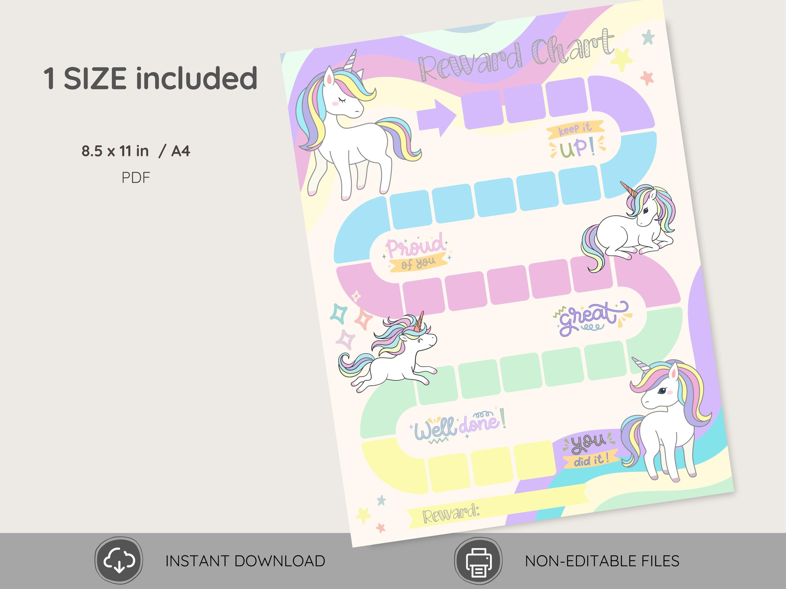Unicorn Reward Chart for Girls Kawaii Rainbow Potty Chart Cute Fairy ...
