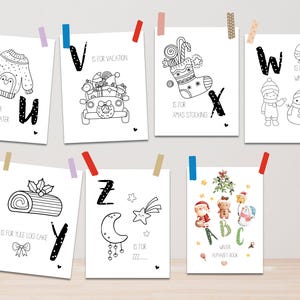 Printable Santa ABC Coloring Book for Kids, Xmas Crafts Winter Coloring ...