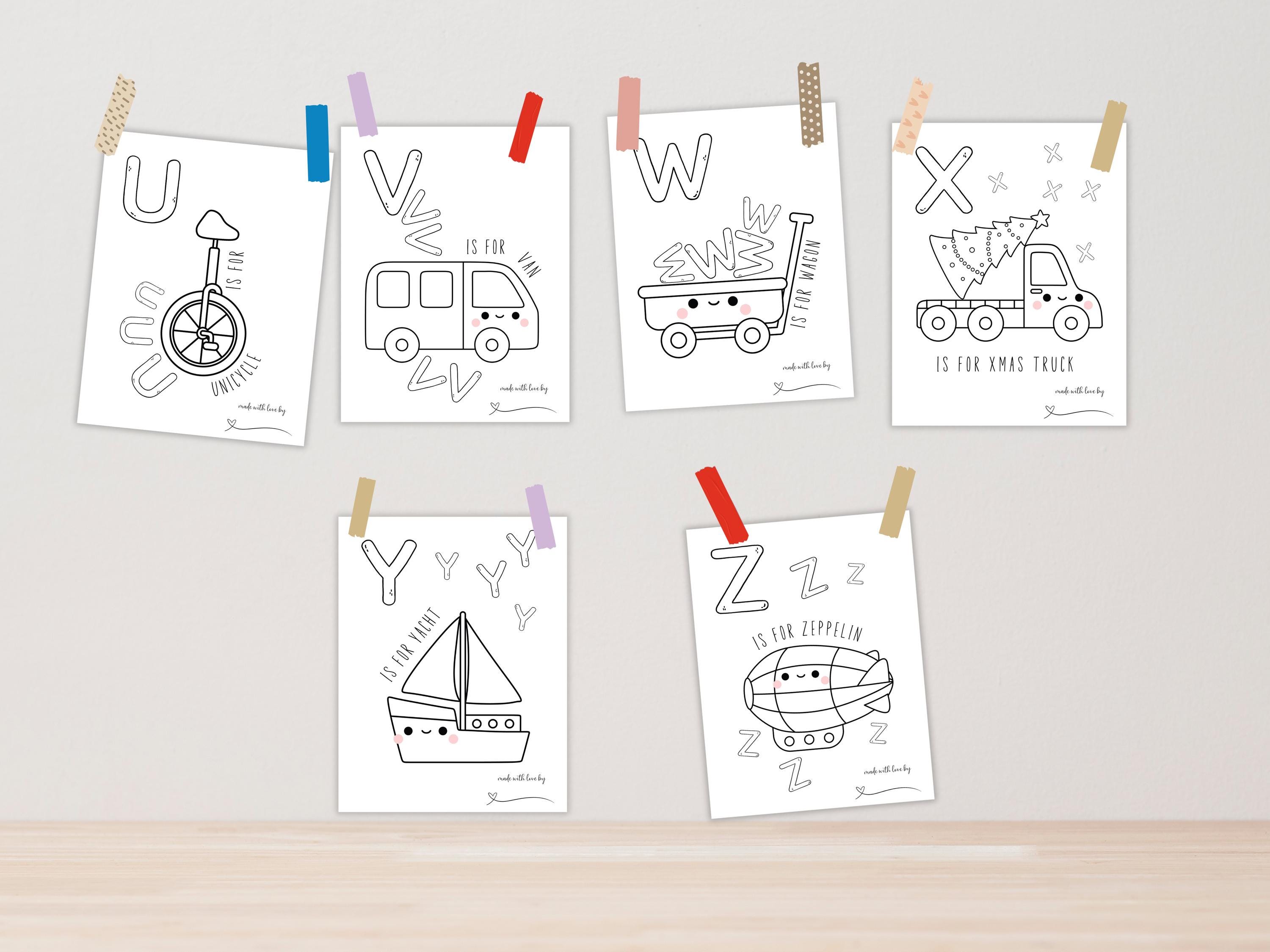 Printable Baby's 1st ABC Coloring Book, Baby Shower Craft, Cars ...