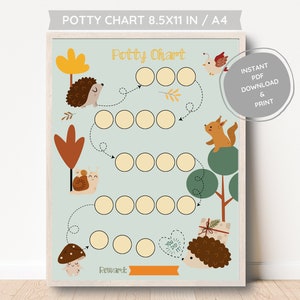Cute Potty Training Chart, Woodland Animals Reward Chart for Toddlers ...