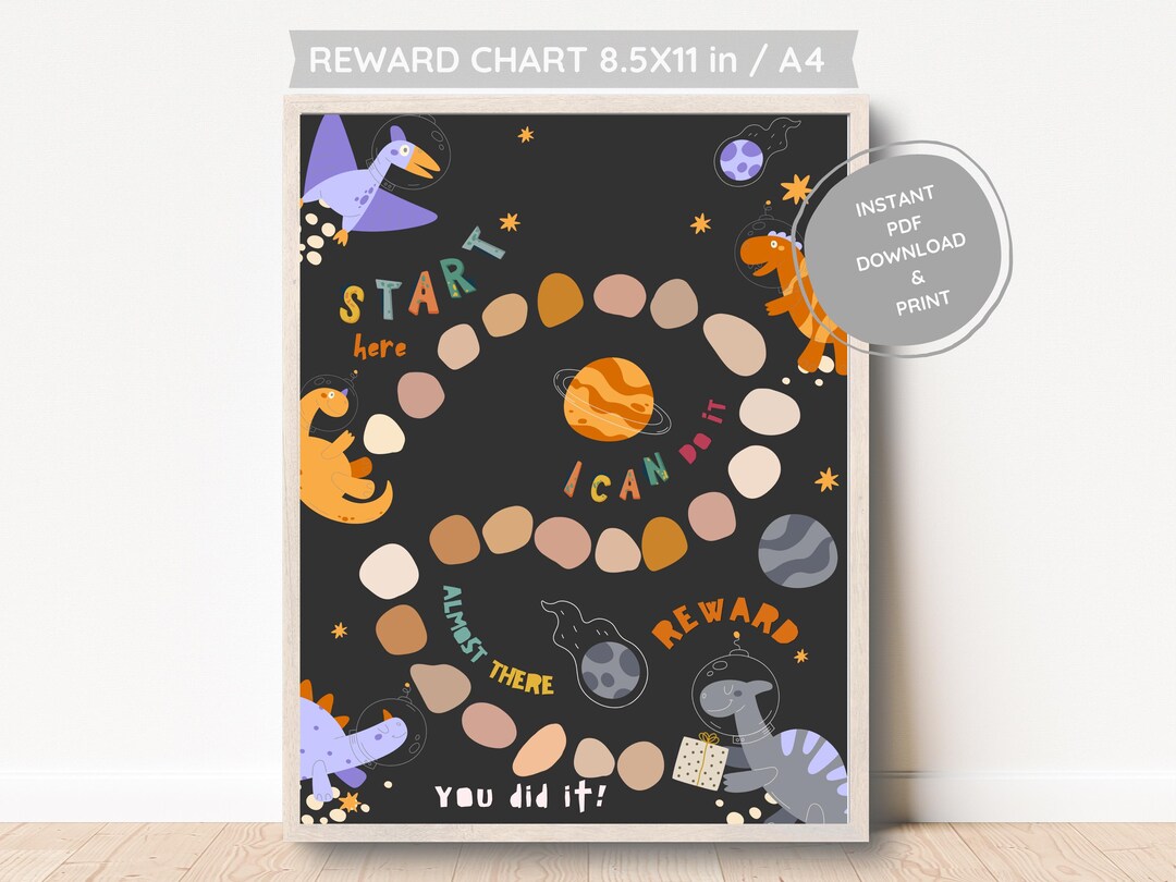 Astronaut Dino Reward Chart, Pastel Dinosaur Potty Chart, Cute ...