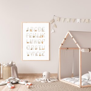 Woodland Animals Alphabet Poster, Cute Boho ABC Nursery Wall Art, My ...