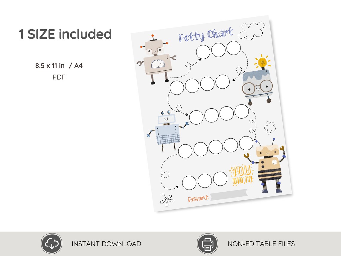 Robots Potty Training Chart, Futuristic Reward Chart for Toddlers ...