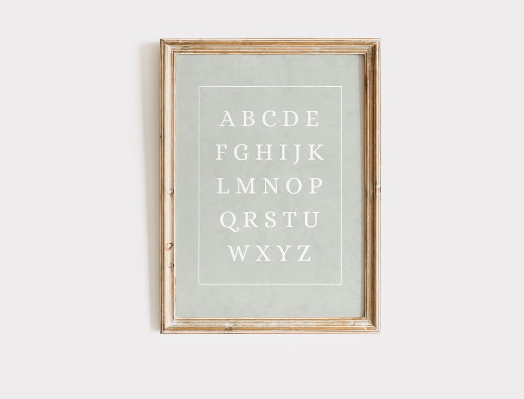 Vintage Alphabet Poster Sage Green, Minimal ABC Nursery Wall Art, My ...