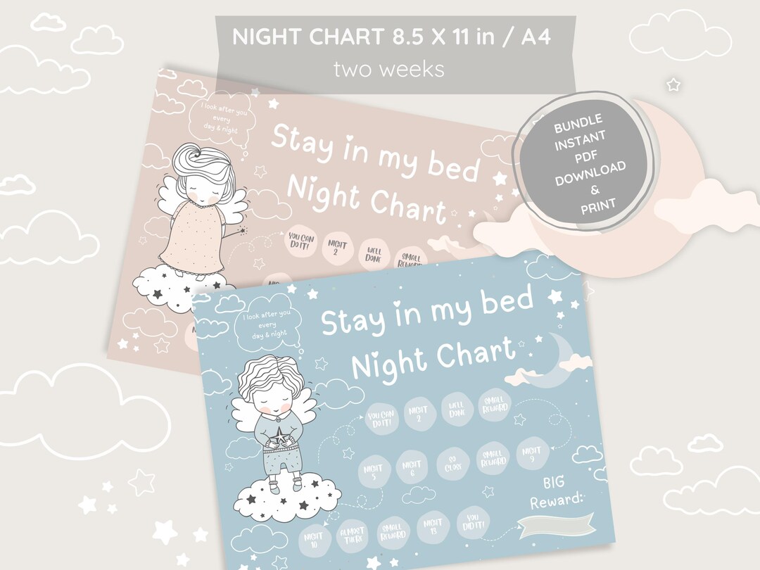 Siblings Sleep Charts in Dusty Blue and Pink, Brother and Sister Twin ...