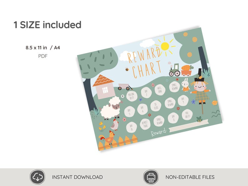 Farm Animal Reward Chart: Kids Behavior Tracker (digital Download) - Etsy