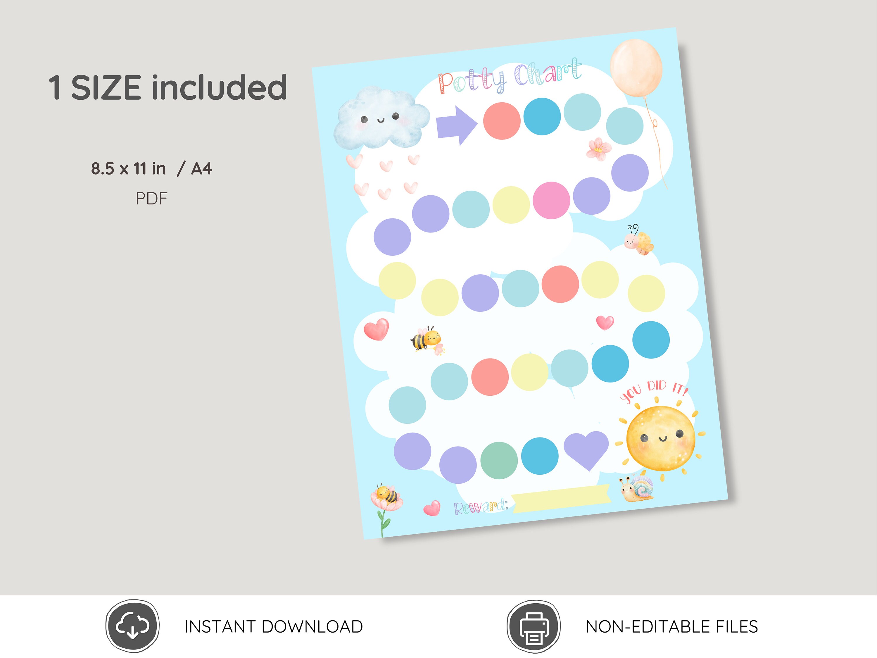 Cute Potty Training Chart, Sun and Cloud Reward Chart for Toddlers ...