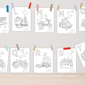 Printable Baby's 1st ABC Coloring Book, Baby Shower Craft, Cars ...