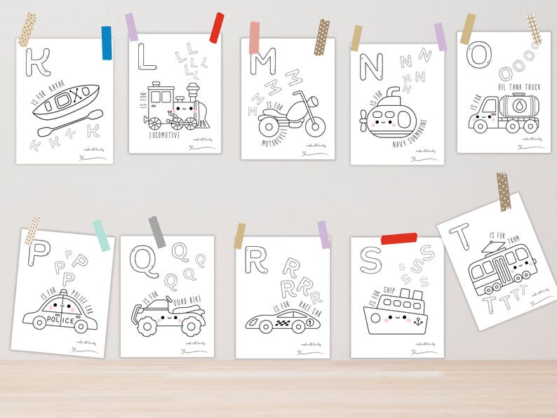 Printable Baby's 1st ABC Coloring Book, Baby Shower Craft, Cars ...