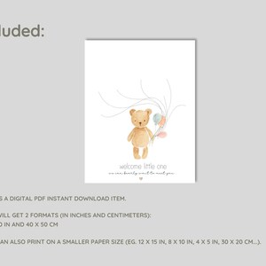 Teddy Bear Fingerprint Guest Book, Autumn Baby Shower Watercolor Bear ...