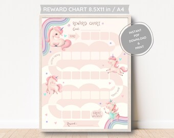 Printable Unicorn Reward Chart for Kids (PDF & PNG) - Etsy
