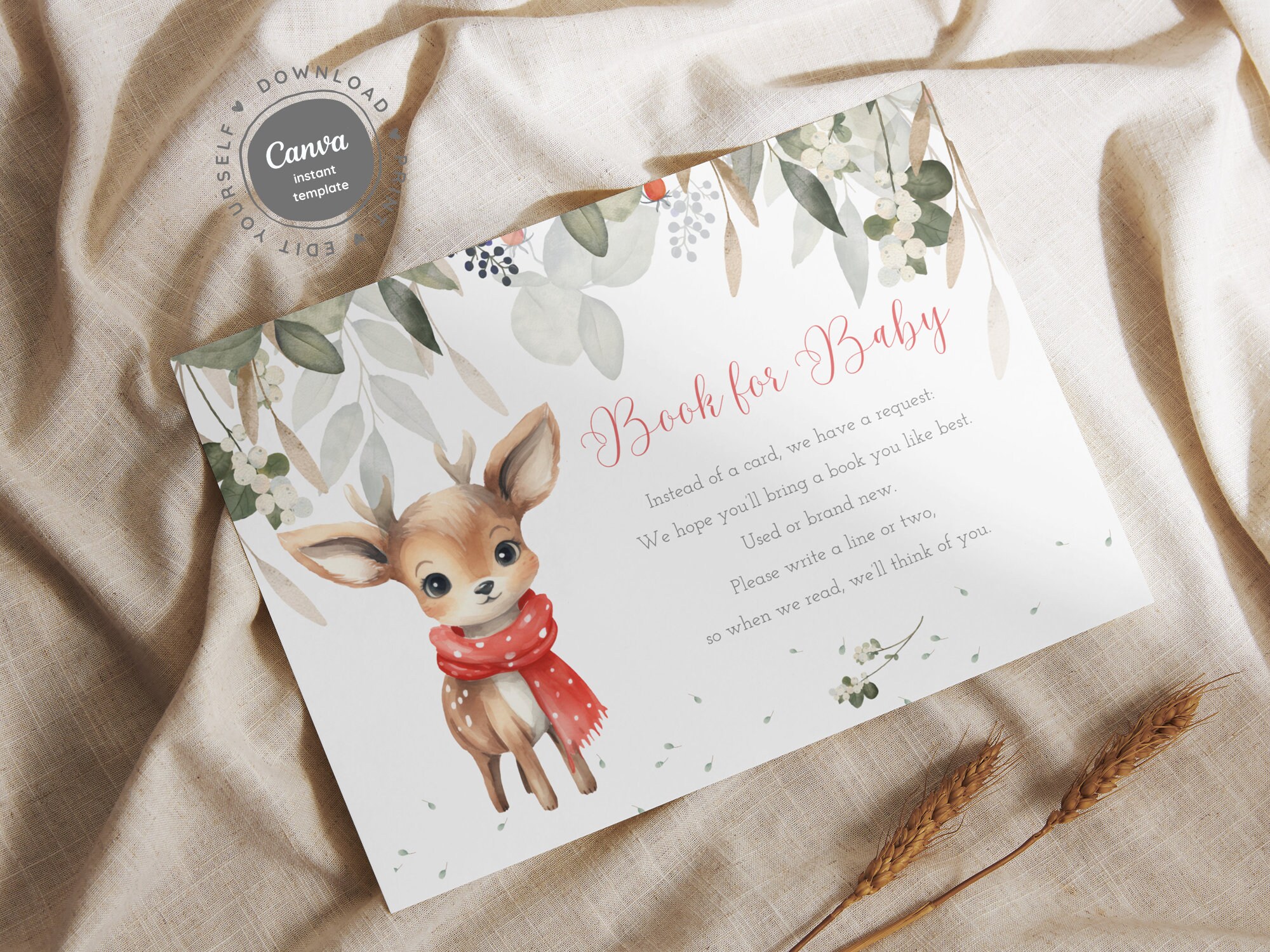 Books for Baby Card, Book Request, Winter Baby Shower Invitation Book ...