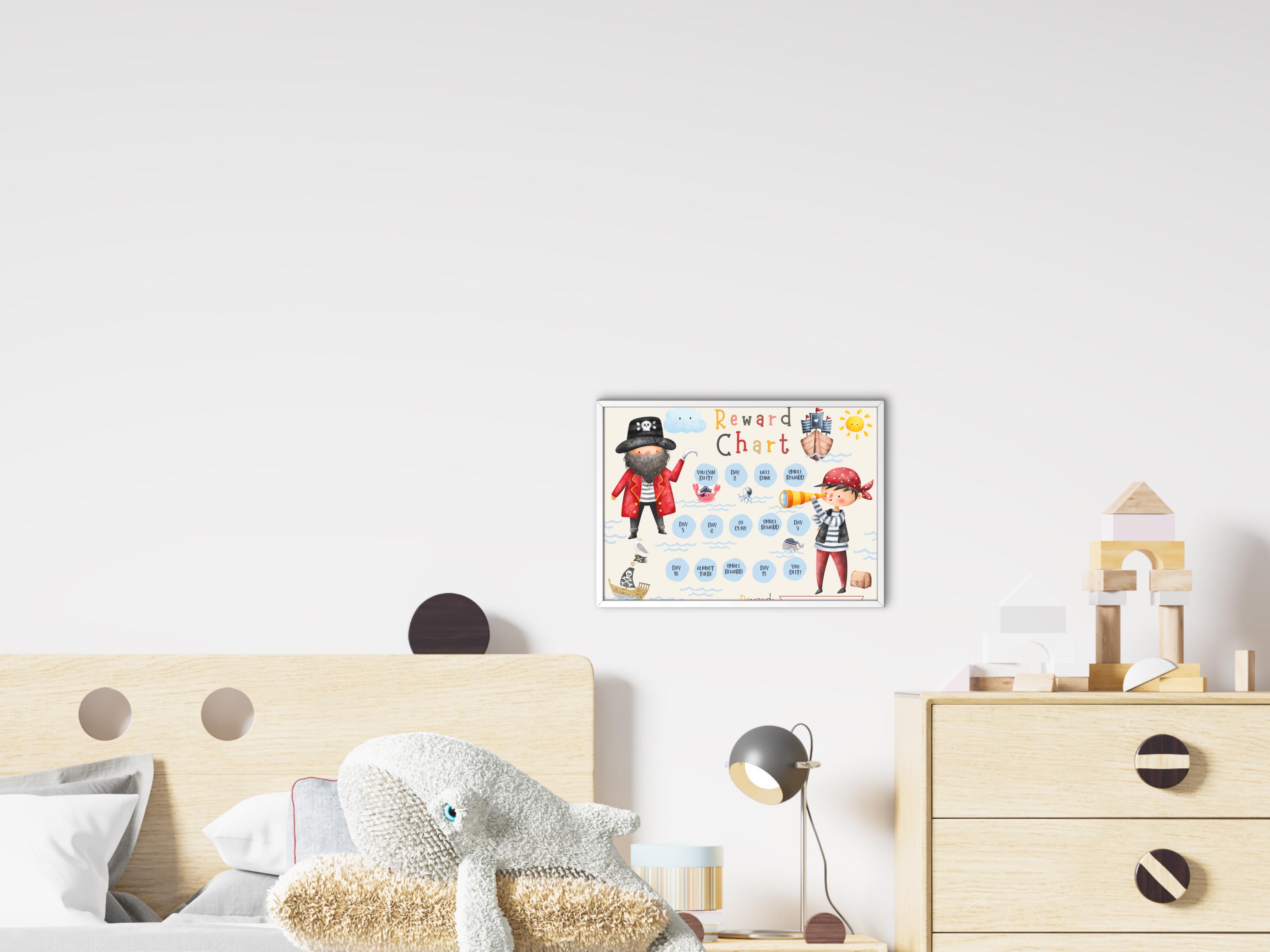 Colorful Pirate Reward Chart 2 Weeks Boys Behavior Tracking, Pirate ...
