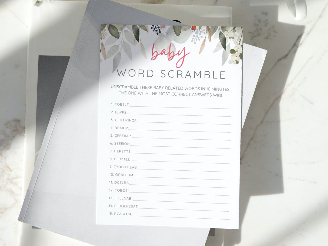 Baby Word Scramble Game, Baby Shower Game Printable, Deer Baby Shower ...