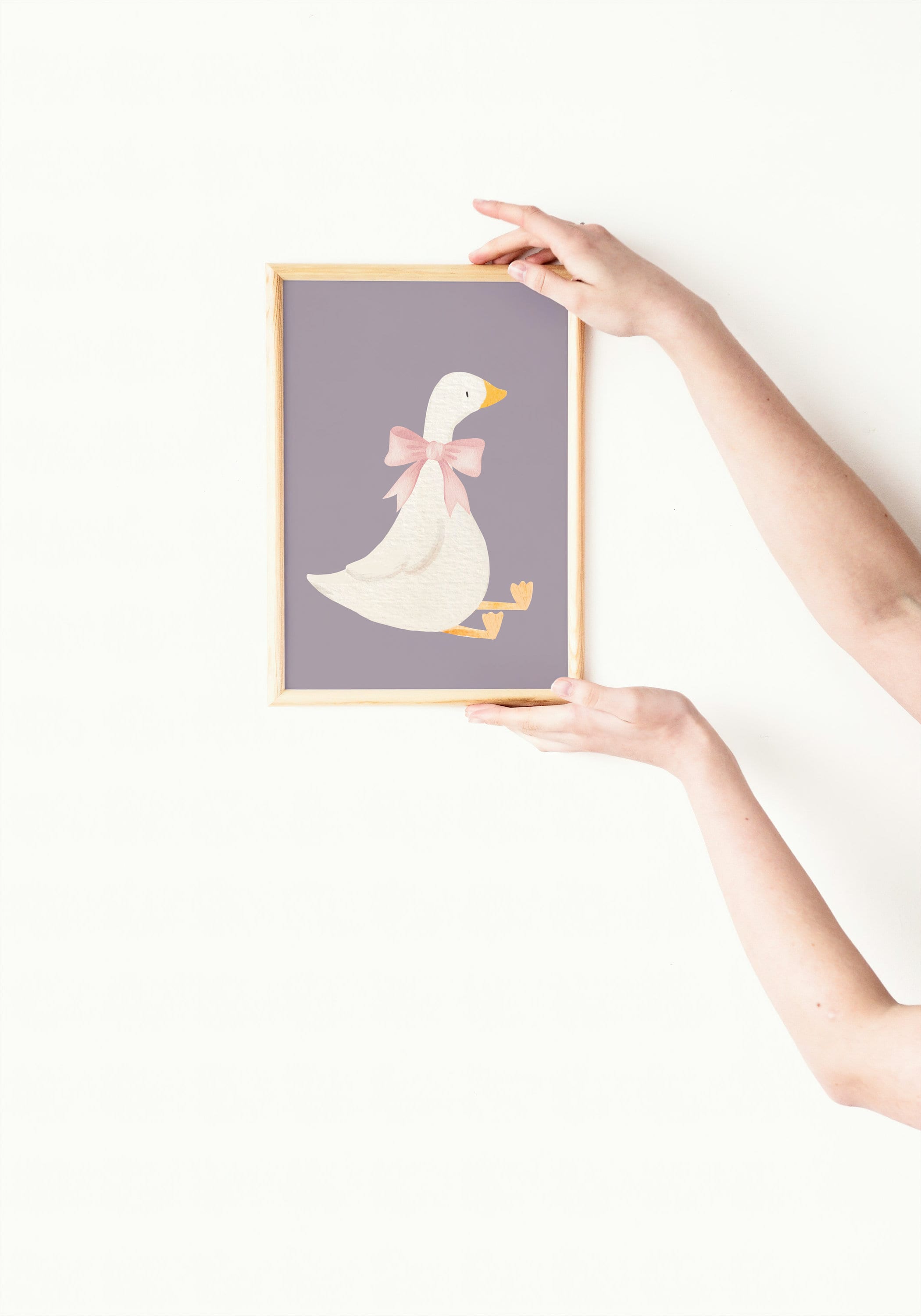 Silly Goose Wall Art, Pastel Purple Goose With Pink Preppy Bow, Soft ...