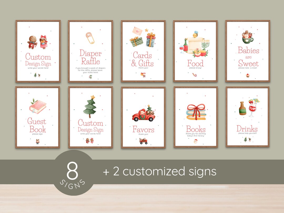 Gender Reveal Sign Bundle, Gingerbread Man Baby Shower, Winter Gender ...