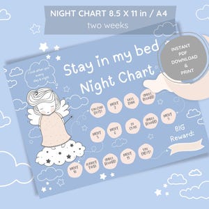 Stay in My Bed 2-weeks Night Chart Girls' Sleep Training Chart Cute ...