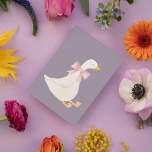 Silly Goose Wall Art, Pastel Purple Goose With Pink Preppy Bow, Soft ...