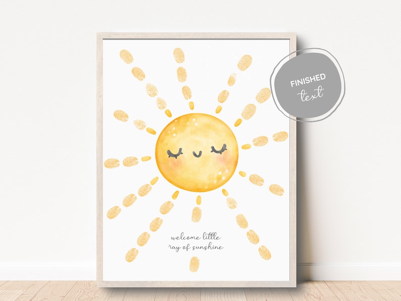 Fingerprint Guest Book, Baby Shower Ray of Sun Fingerprint Guest Book ...
