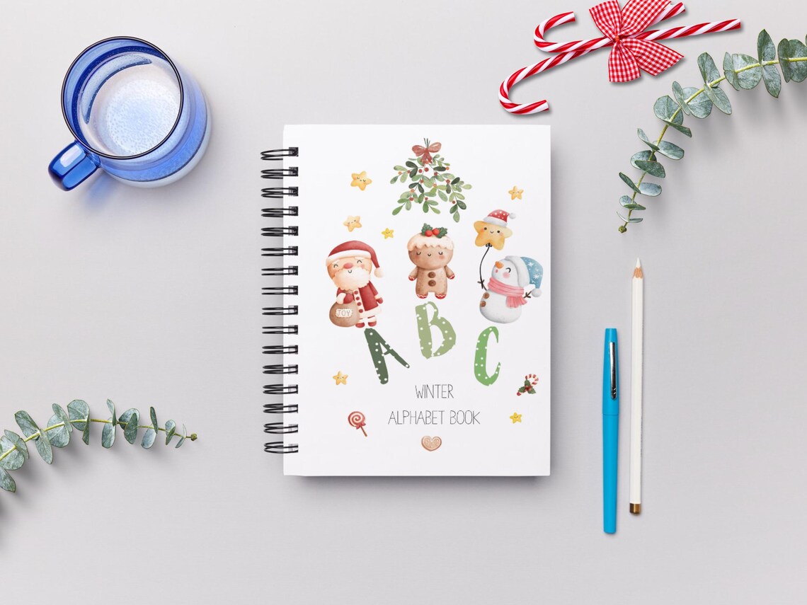 Printable Santa ABC Coloring Book for Kids, Xmas Crafts Winter Coloring ...