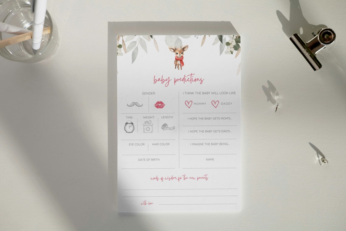 Baby Predictions Card, Baby Shower Games, Party Games, Printable Games ...