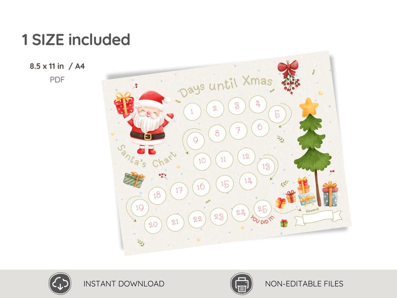 25 Days of Christmas Fun Santa's December Reward Chart for Kids ...