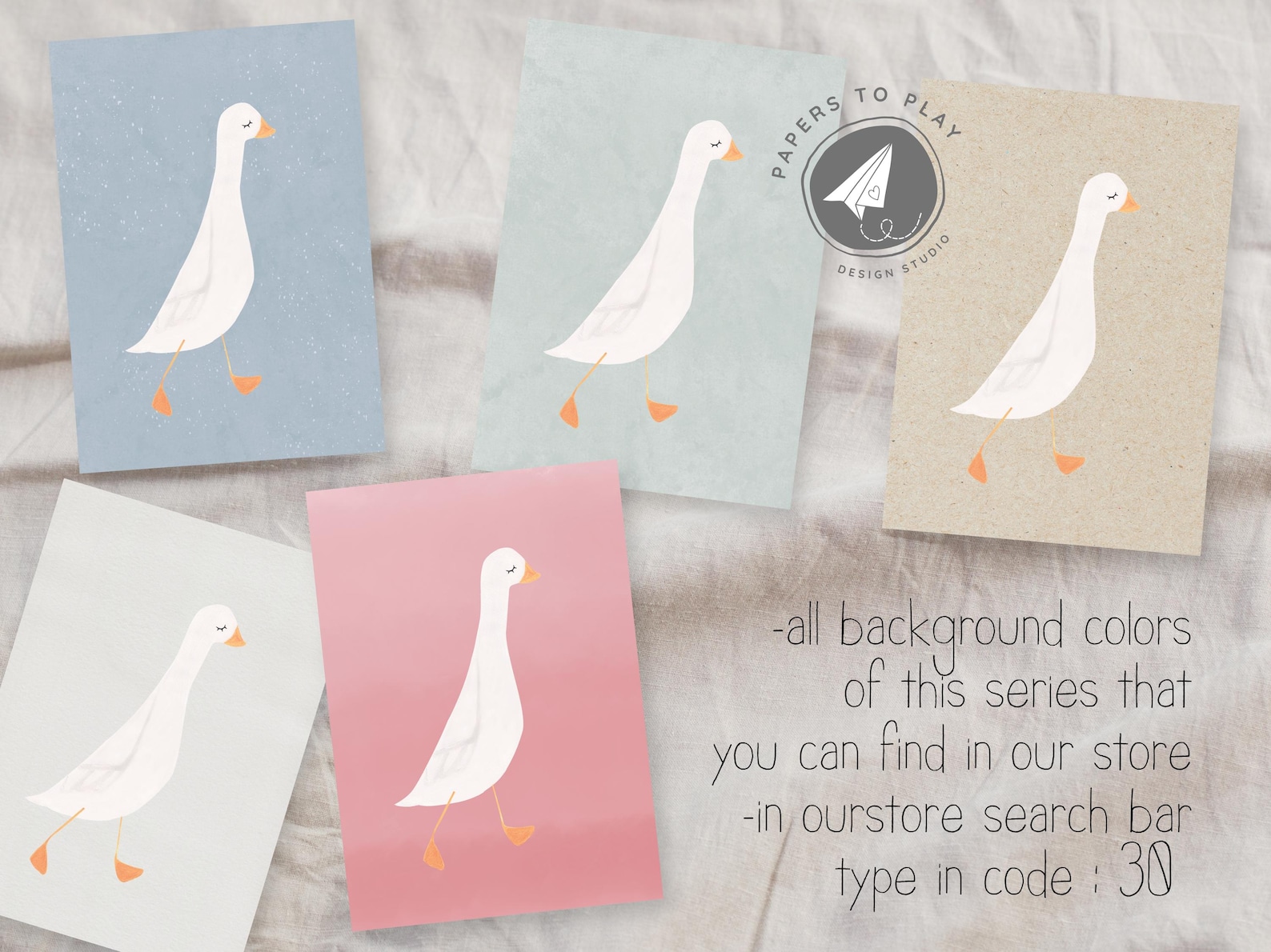 Pastel Goose Family Triptych:japandi Nursery Art (digital Download ...