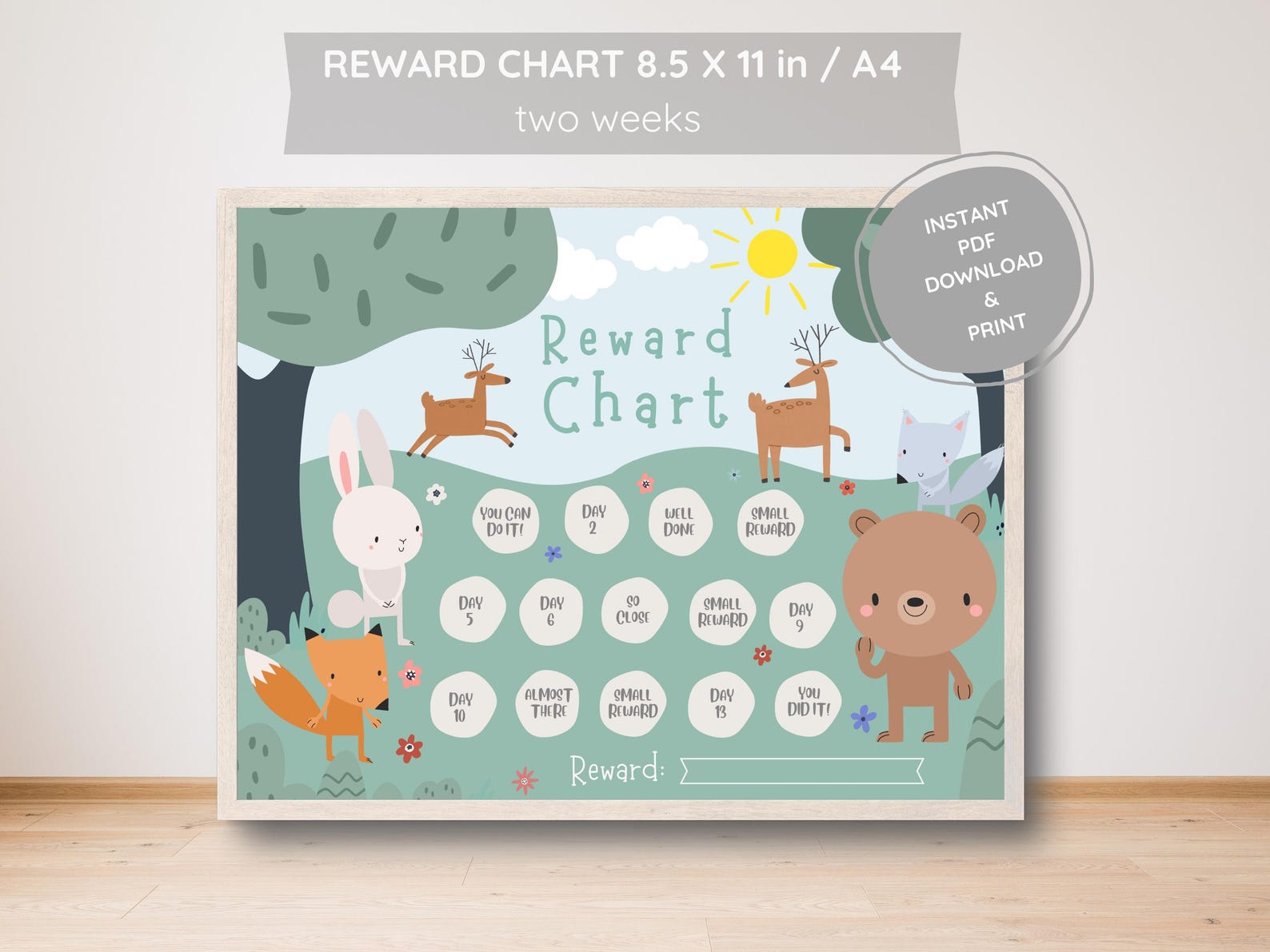 Adorable Woodland Creatures Reward Chart for Kids, Stay Organized Kids ...