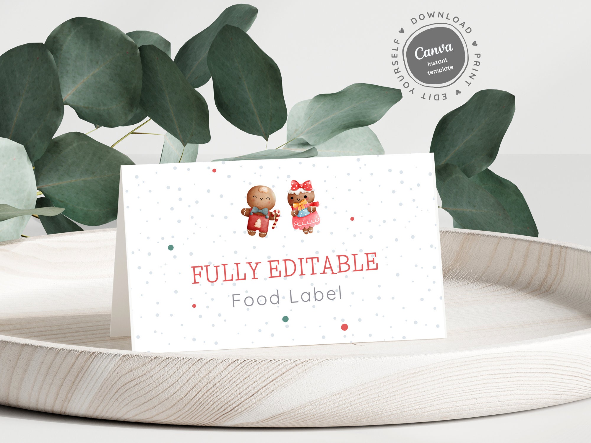 Gingerbread Man Buffet Card Template, Gender Reveal Food Label, Baby ...