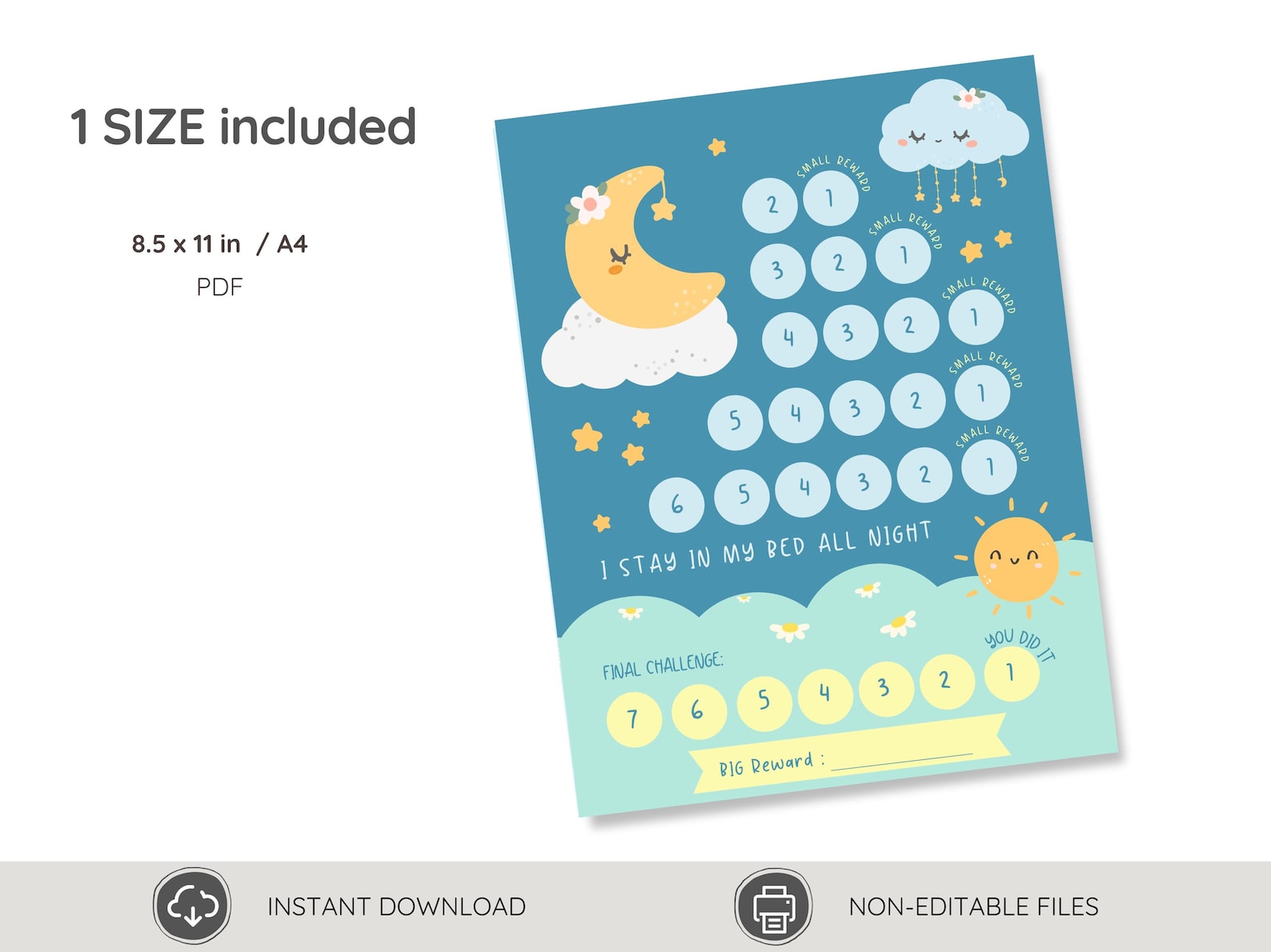 Sleep Progress Chart for Toddlers Sun and Moon Sleep Routine Reward ...