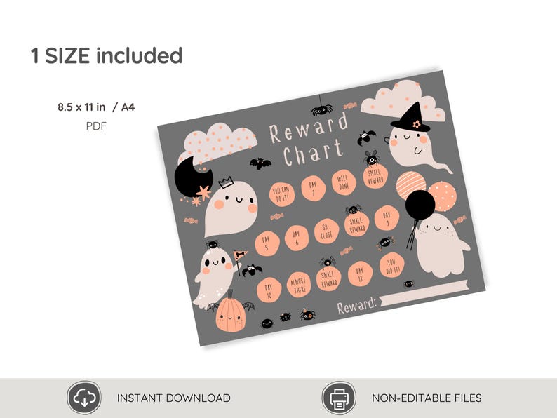 Spooky Halloween Reward Chart for Kids, Ghostly Pumpkin Behavior ...