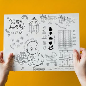 Baby Shower Activity Mat for Kids, Baby Shower Placemat, Downloadable ...
