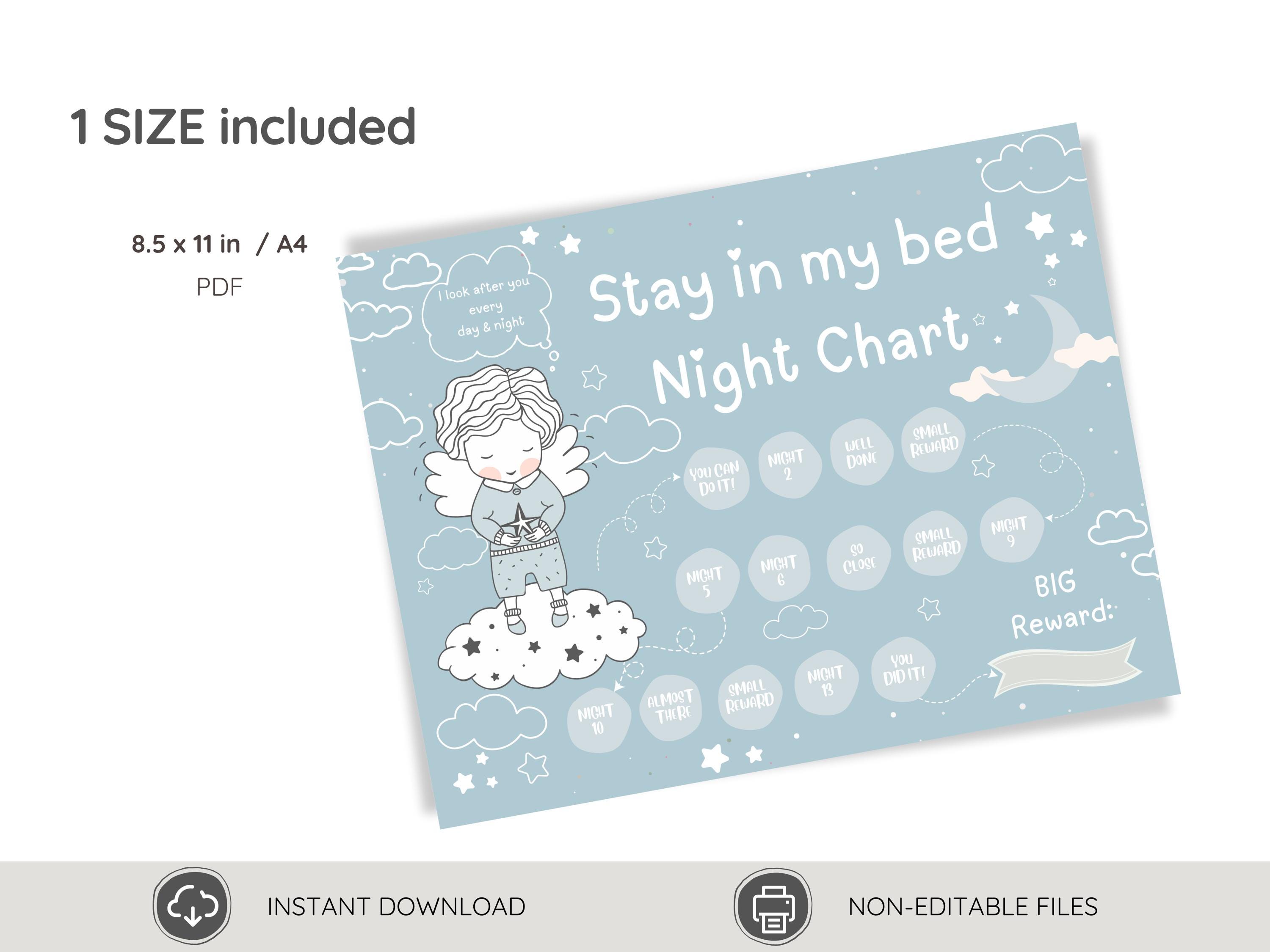 Boys' 2 Week Sleep Reward Chart - Cute Guardian Angel Design in Soft ...