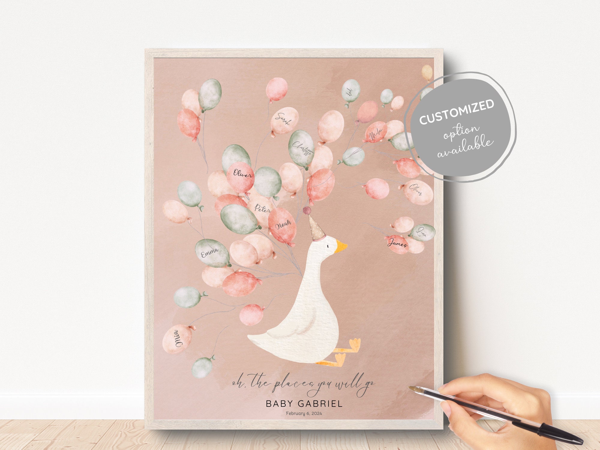 Baby Shower Guest Book Silly Little Goose With Balloons, Creative Guest ...