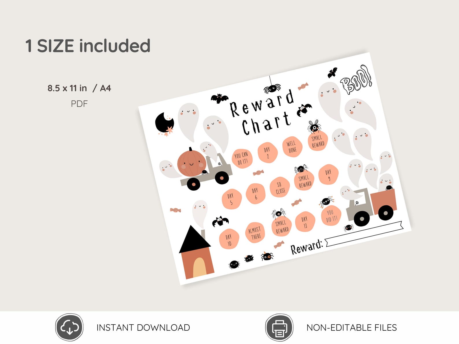 Spooky Halloween Reward Chart for Kids, Ghostly Pumpkin Behavior ...