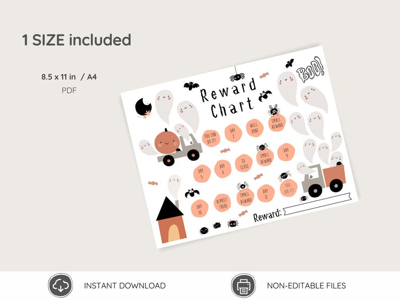 Spooky Halloween Reward Chart for Kids, Ghostly Pumpkin Behavior ...