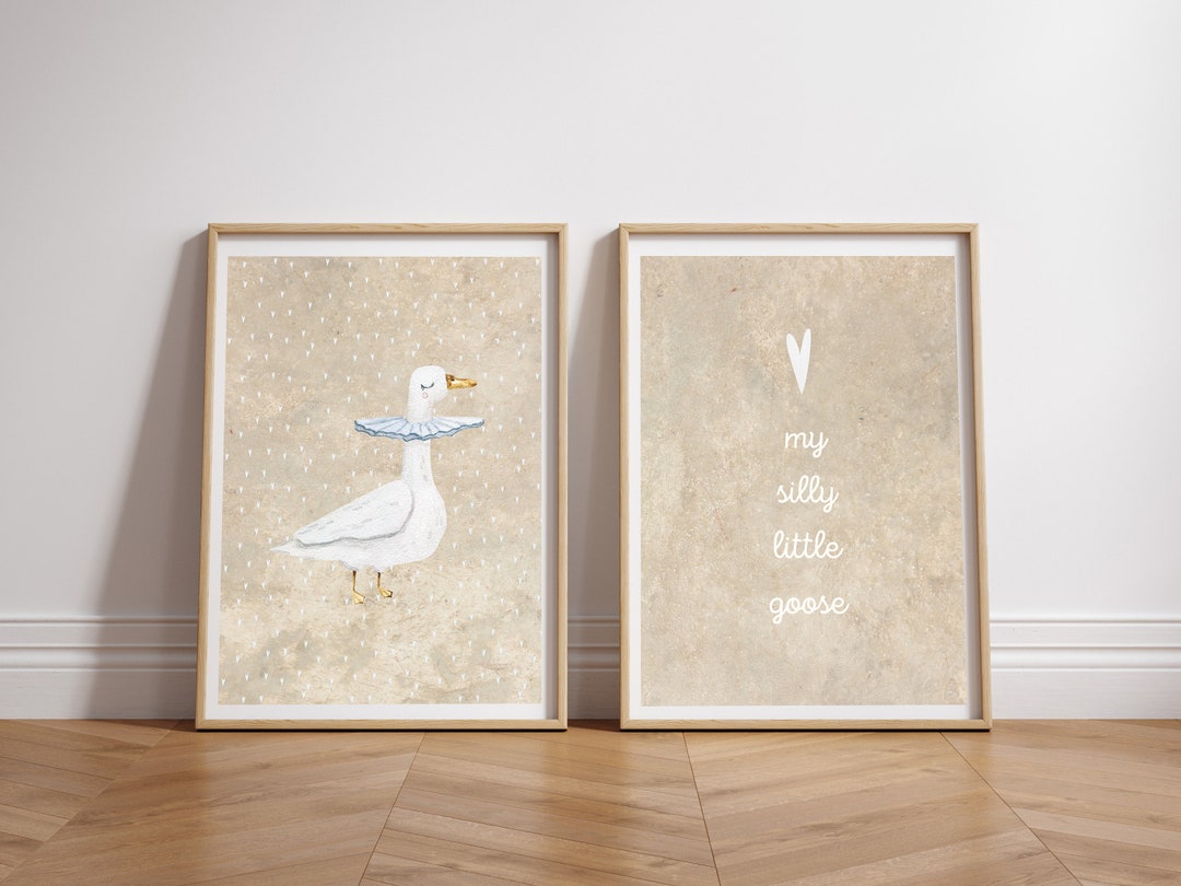 Silly Goose Wall Art, Soft Greige Goose Poster, Silly Goose Nursery ...