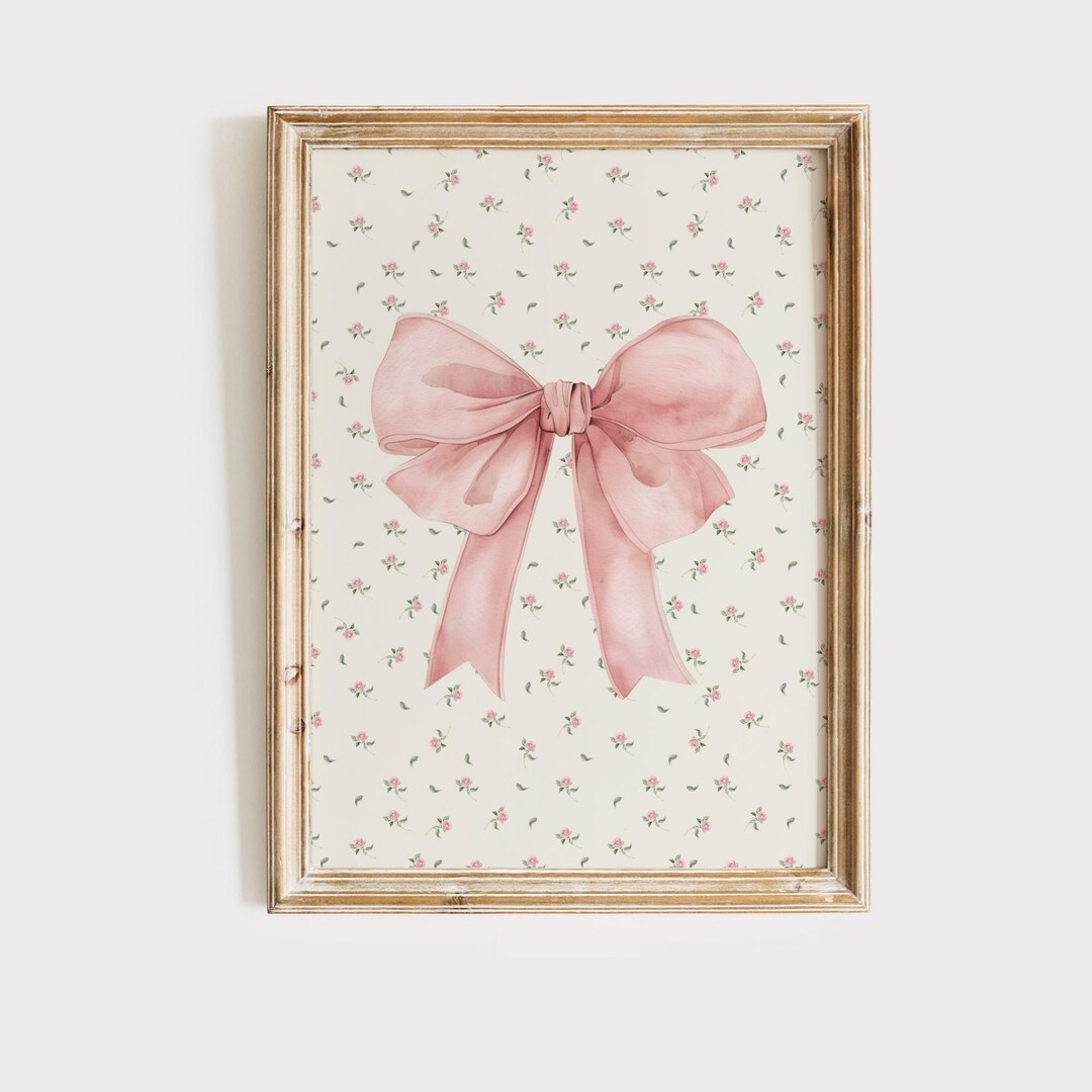 Antique Ribbon Bow Girl Nursery + 2 Gifts, Soft Pink Big Bow & Pale ...