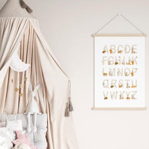 Woodland Animals Alphabet Poster, Cute Boho ABC Nursery Wall Art, My ...
