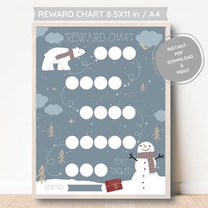 Winter Reward Chart for Toddlers Cute Polar Bear & Snowman Designs ...