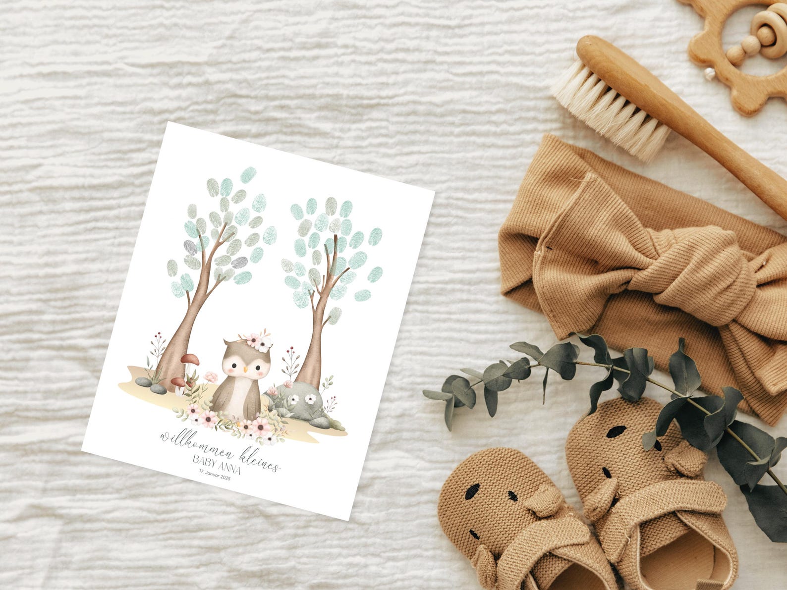 Personalized Cute Owl Fingerprint Guest Book Baby Shower Guest Book in ...