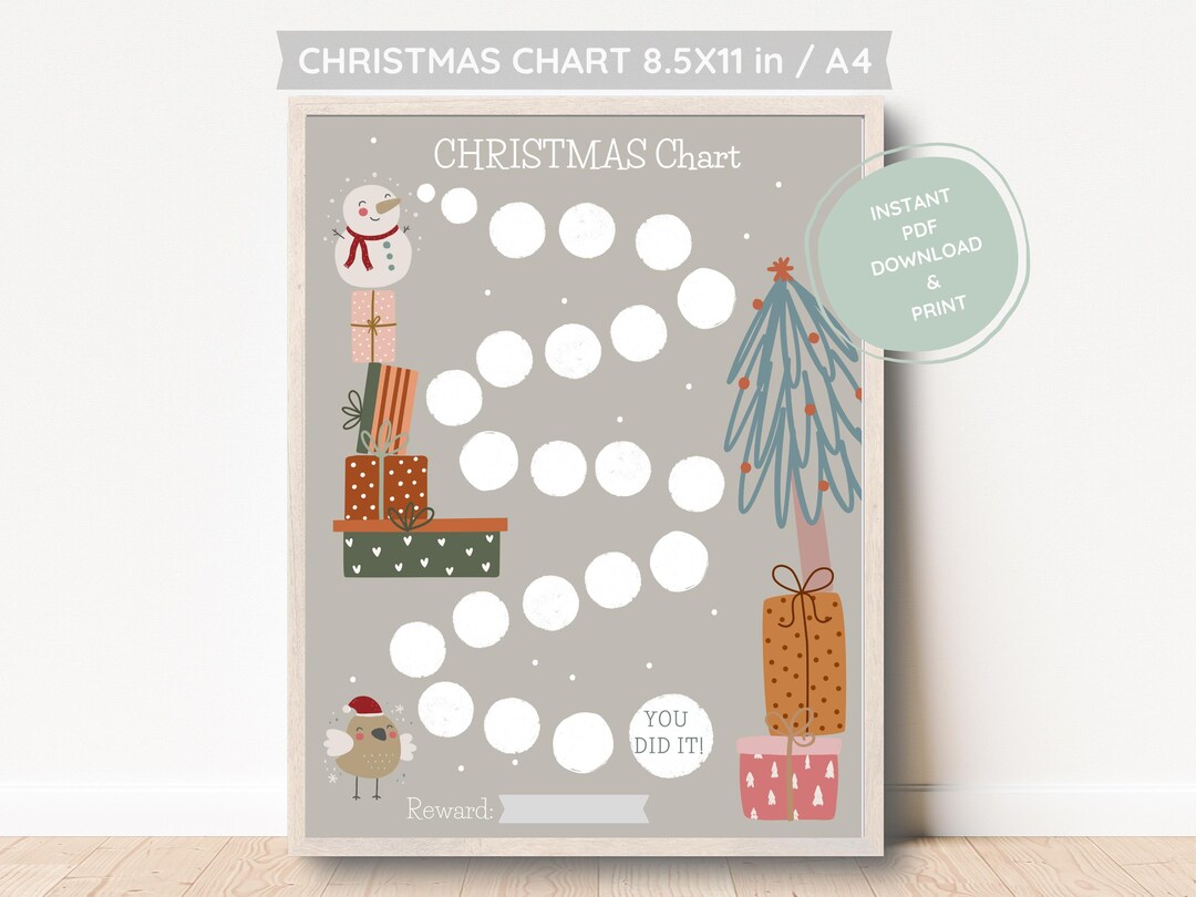 Bright Christmas Reward Chart for Toddlers Winter Fun With Gifts ...