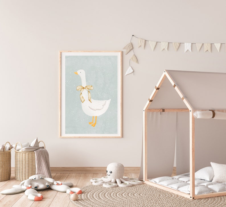 Silly Goose Wall Art, Pastel Green Silly Goose With Preppy Bow Nursery ...