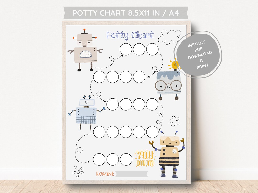 Robots Potty Training Chart, Futuristic Reward Chart for Toddlers ...