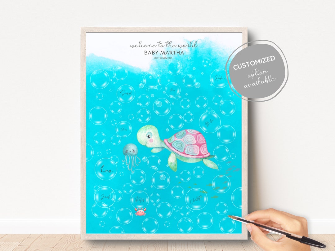 Seaworld Guest Book, Baby Shower Guest Book Print, Marine Nursery Wall ...
