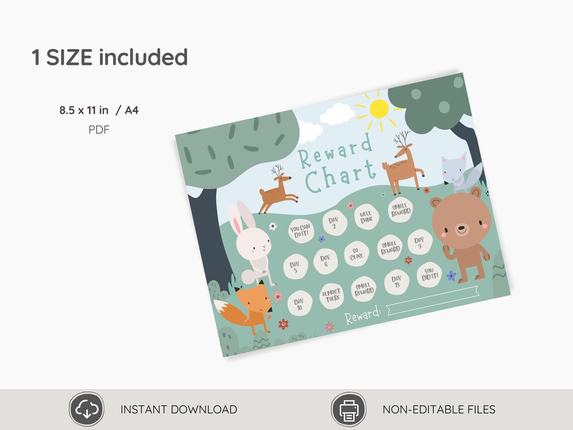 Adorable Woodland Creatures Reward Chart for Kids, Stay Organized Kids ...