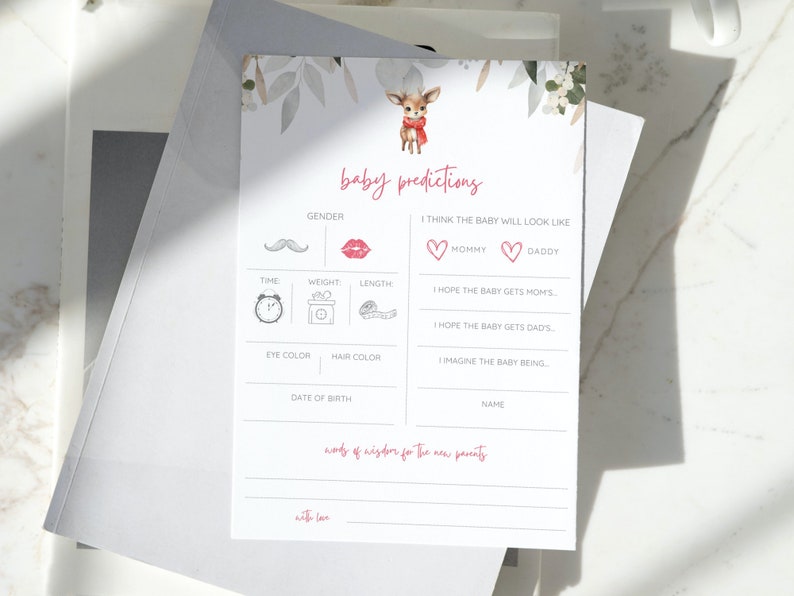 Baby Predictions Card, Baby Shower Games, Party Games, Printable Games ...