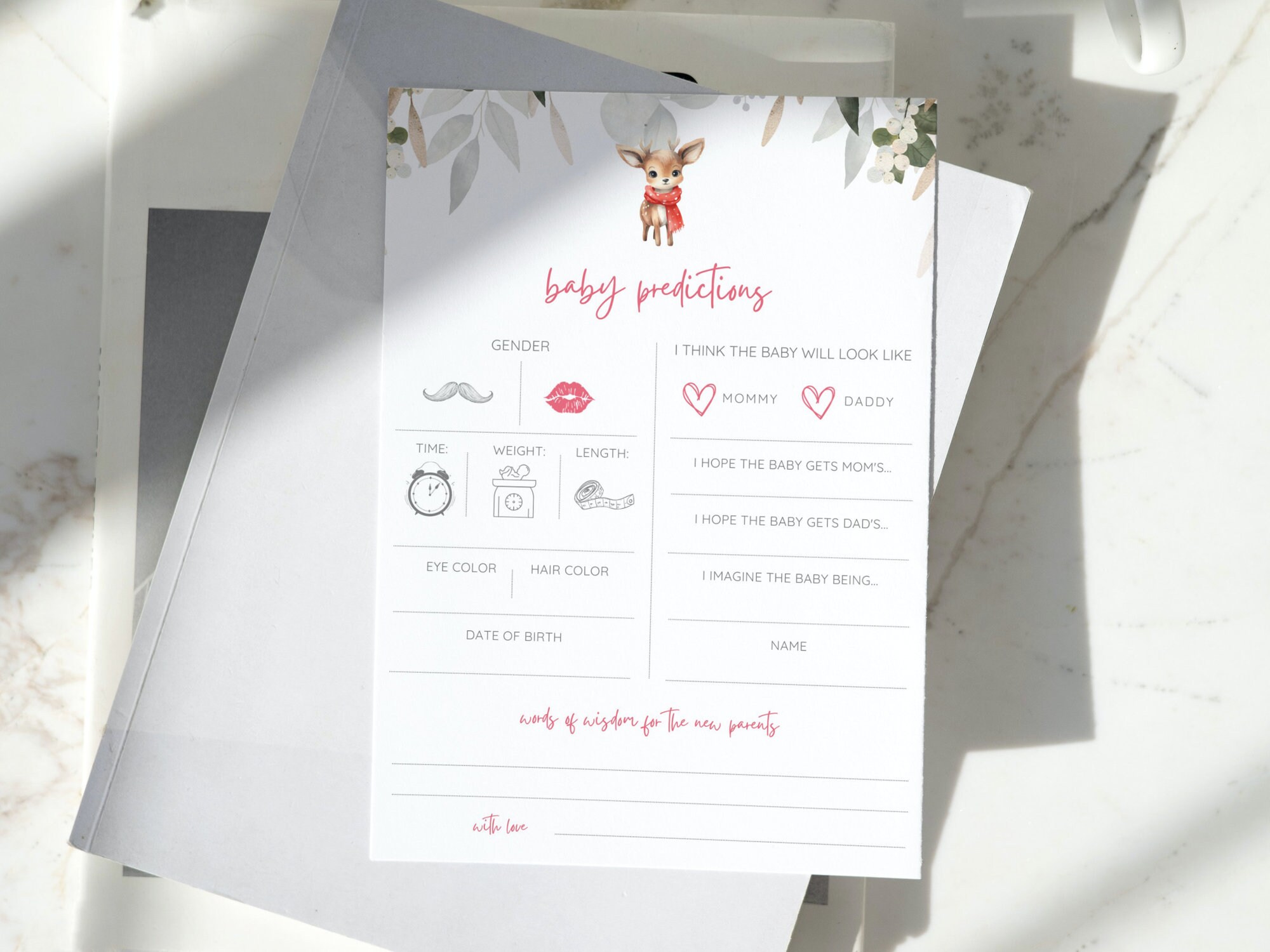 Baby Predictions Card, Baby Shower Games, Party Games, Printable Games ...